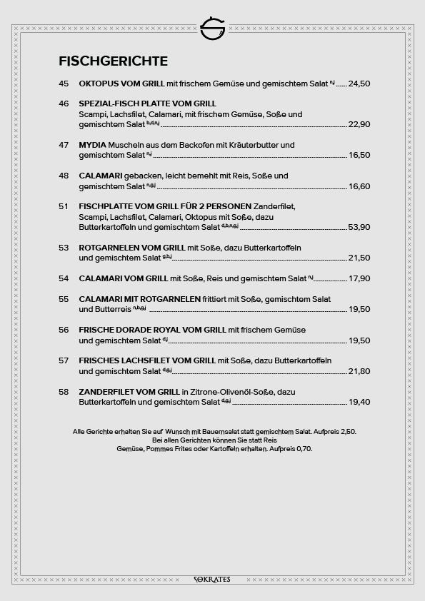 - Speisekarte